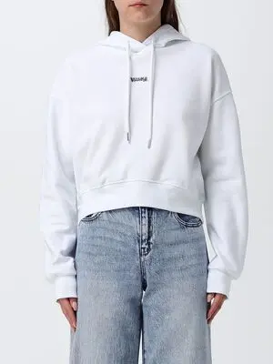DISCLAIMER Relaxed Fit Cotton Hoodie With Printed Logo - White 1