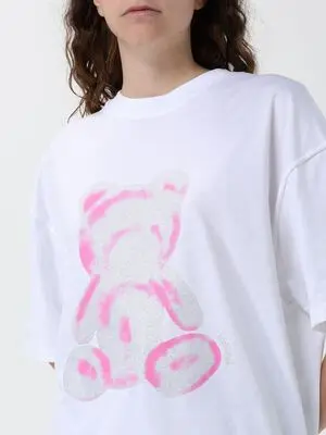 DISCLAIMER Oversized Cotton T-shirt With Teddy Bear Print - White