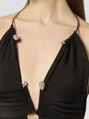 Philipp Plein Halterneck Maxi Dress With Embellishments - Black