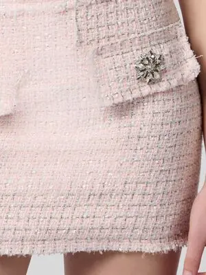 Philipp Plein High-waisted Tweed Jewel Button Mini Skirt