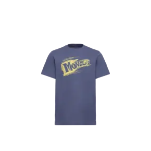 Moncler Sketch Logo Cotton T-shirt - Blue