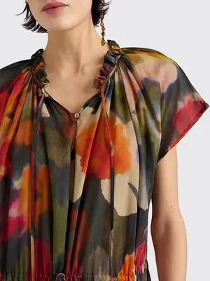 Momoni Otero Floral Print Silk Maxi Tunic