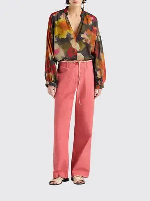 Momoni Floral Cotton Shirt With V-neck
