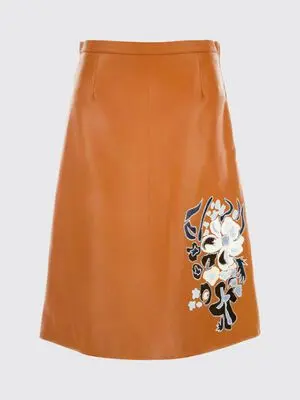 Marni High-waisted A-line Leather Mini Skirt With Embroidered Details