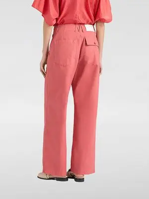 Momoni High-waisted Straight Leg Trousers In Stretch Cotton With Patch Pockets