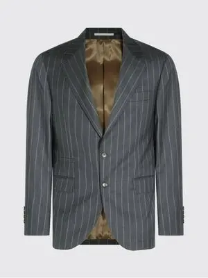 Brunello Cucinelli Striped Blazer - Grey