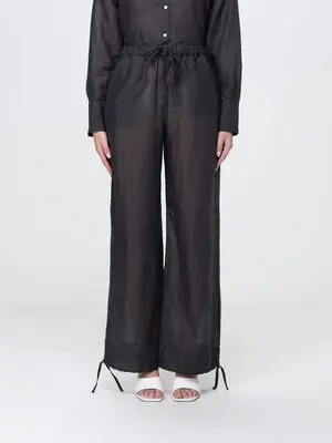 120% Lino Palazzo Trousers - Charcoal