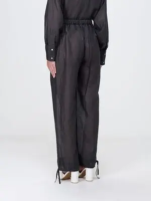 120% Lino Palazzo Trousers - Charcoal