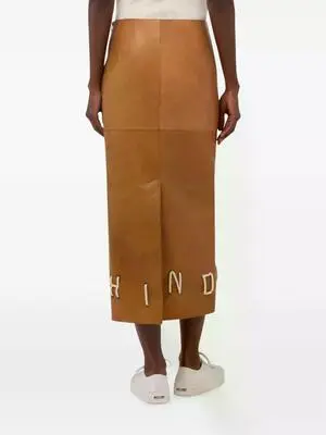 Moschino Rope Logo Leather Midi Skirt
