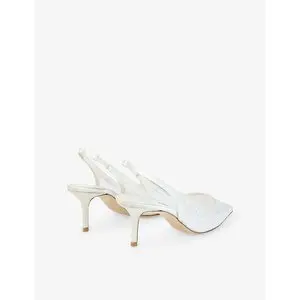 JIMMY CHOO Love 85 Glitter Slingback Woven Heeled Courts - Ivory