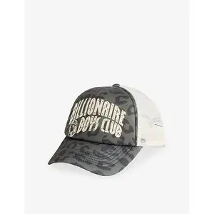 BILLIONAIRE BOYS CLUB Leopard Print Arch Logo Trucker Cap - Olive