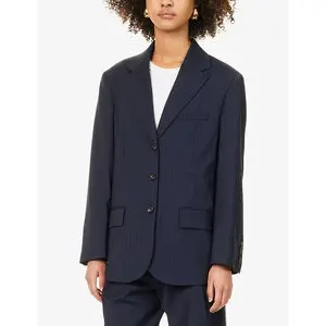 ME+EM Pinstripe Wool-blend Oversized Blazer