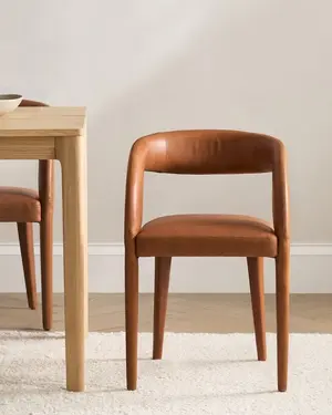 Quince Italian Leather Barrel Back Dining Chair