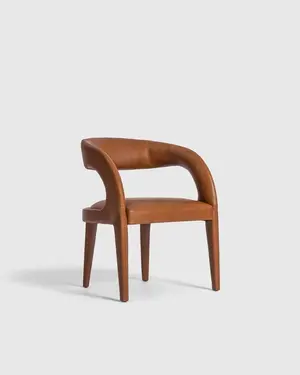 Quince Italian Leather Barrel Back Dining Chair
