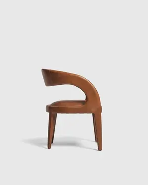 Quince Italian Leather Barrel Back Dining Chair