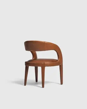 Quince Italian Leather Barrel Back Dining Chair