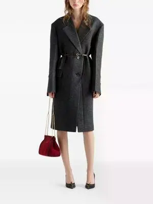 Prada Single-breasted Shetland Wool Coat