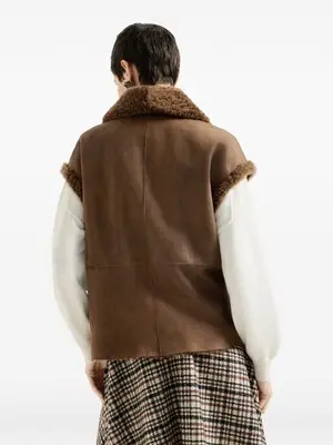 Brunello Cucinelli Reversible Leather And Shearling Gilet
