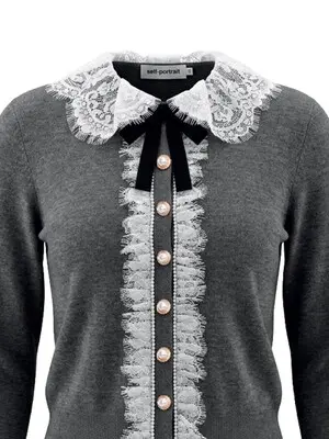SELF-PORTRAIT Lace Collar Cardigan