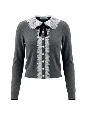 SELF-PORTRAIT Lace Collar Cardigan