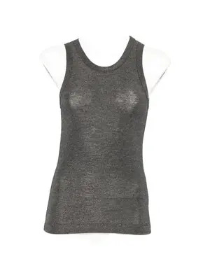 Brunello Cucinelli Sleeveless Ribbed Metallic Tank Top - Grey