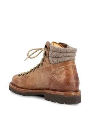 Brunello Cucinelli Leather Ankle Boots With Lace-up Fastening