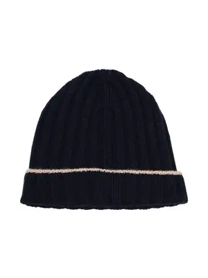 Brunello Cucinelli Ribbed Cashmere Beanie - Blue