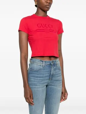 Gucci Logo Cotton T-shirt - Red