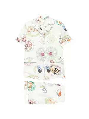 Olivia Von Halle Ingo Cordoba Seafood-print Pajamas - White