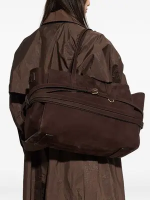 Moschino Tie Detailed Suede Handbag - Brown