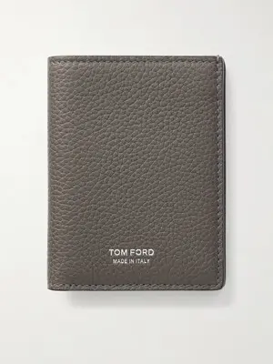 TOM FORD T Line Leather Folding Cardholder - Gray