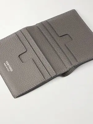 TOM FORD T Line Leather Folding Cardholder - Gray