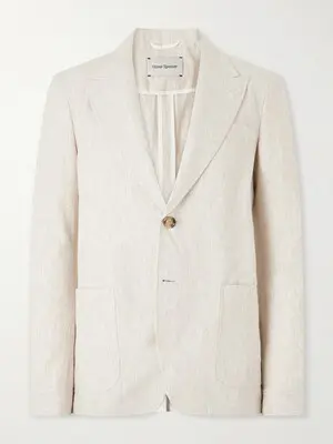Oliver Peoples Tillman Herringbone Cotton And Linen-blend Suit Jacket