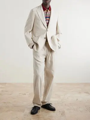 Oliver Peoples Tillman Herringbone Cotton And Linen-blend Suit Jacket