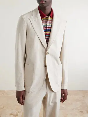 Oliver Peoples Tillman Herringbone Cotton And Linen-blend Suit Jacket