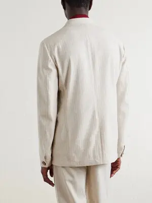 Oliver Peoples Tillman Herringbone Cotton And Linen-blend Suit Jacket