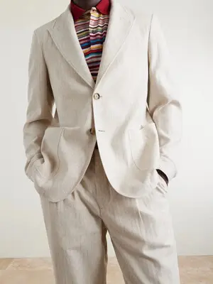 Oliver Peoples Tillman Herringbone Cotton And Linen-blend Suit Jacket