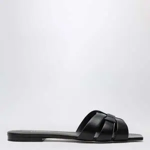 Saint Laurent Tribute Braided Leather Sandals - Black