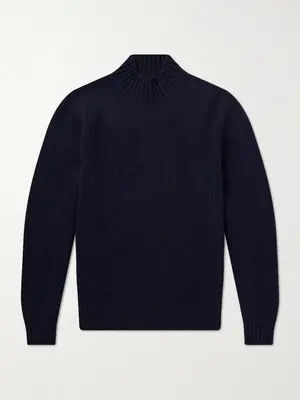 Fedeli Onda Wool And Cashmere-blend High Neck Sweater - Blue