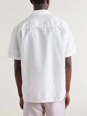 Canali Camp-collar Cotton And Linen-blend Shirt