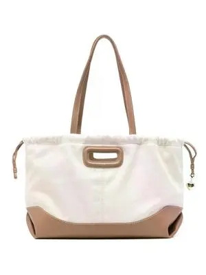 Maje Leather Trim Drawstring Tote Bag - Neutrals
