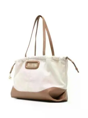 Maje Leather Trim Drawstring Tote Bag