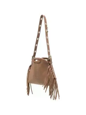 Maje Fringed Leather Mini Bag - Brown