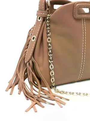Maje Fringed Leather Mini Bag - Brown