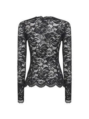 Rabanne Black Lace And Viscose Jersey Top