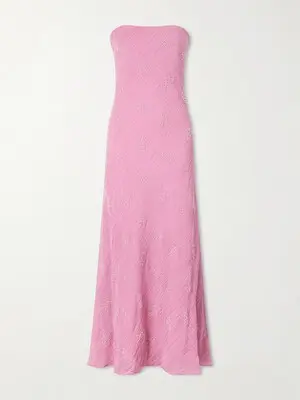 Staud STRAUD Cassie Strapless Beaded Maxi Dress Pink