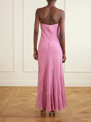 Staud Straud Cassie Strapless Beaded Maxi Dress - Pink