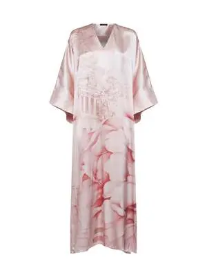 Kiton Printed Silk Long Kimono Dress