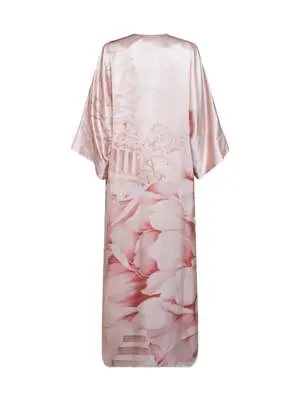 Kiton Printed Silk Long Kimono Dress