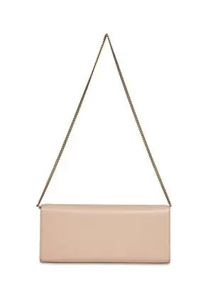 Saint Laurent Grain De Poudre Leather Clutch With Metal Chain Shoulder Strap - Multicolor